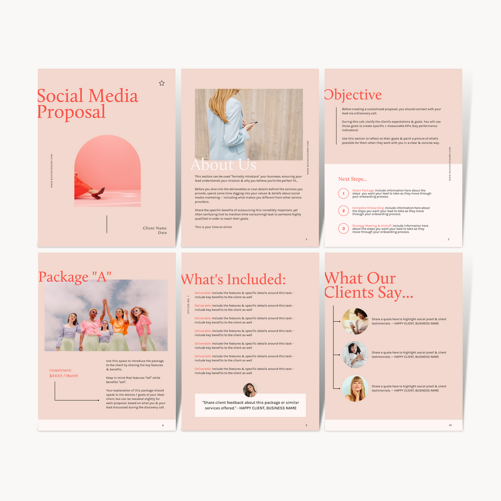 Social Media Proposal Template for Social Media Managers